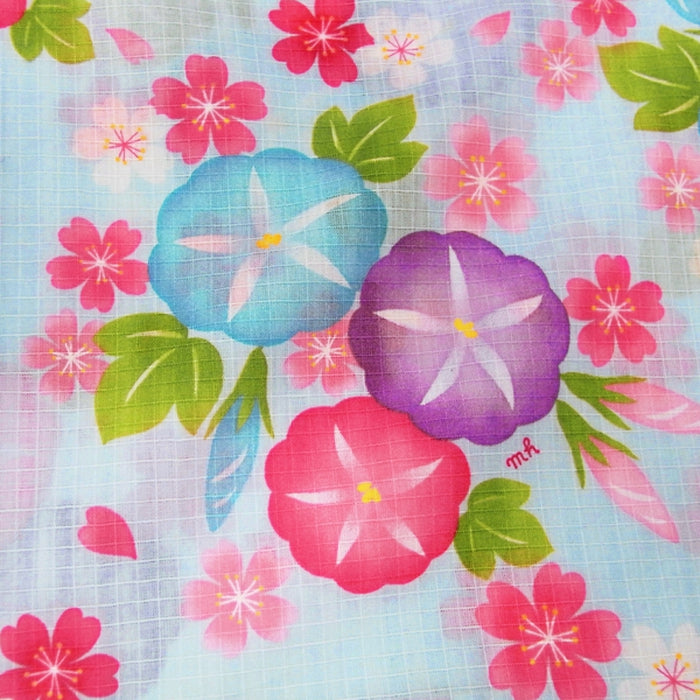 Asagao / Sakura pattern yukata (for girls) – ミキハウスオフィシャルサイト